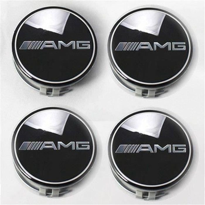 Lot de 4 centre de roue cache moyeu Remplacement pour AMG 75mm(Noir ...