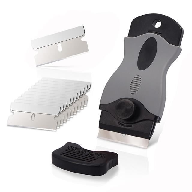 RACLOIR,10 blades 1 scraper--grattoir de rasoir de nettoyage de voiture ...
