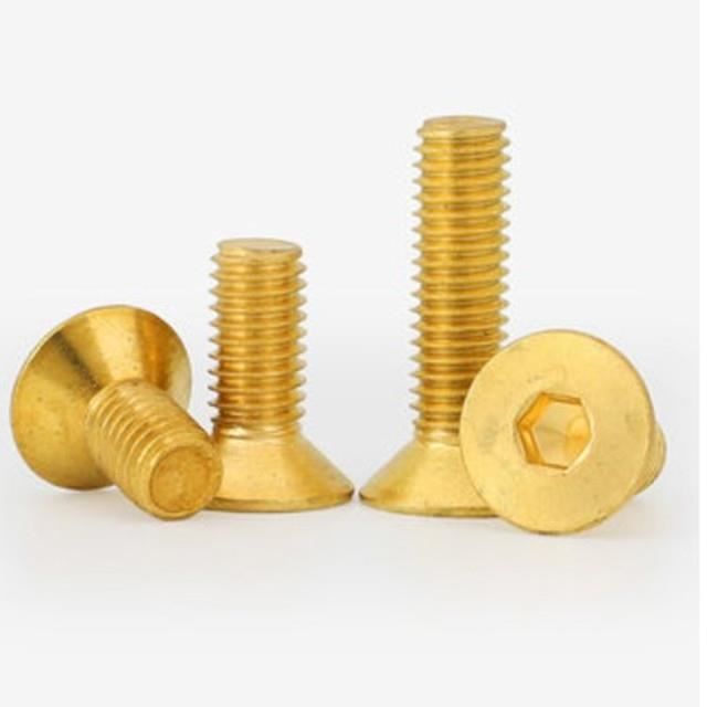 VIS,M6 (5Pcs)-16mm--Vis à tête hexagonale plate en laiton pur DIN7991 M2 M2.5 M3 M4 M5 M6 M8, 5 ...