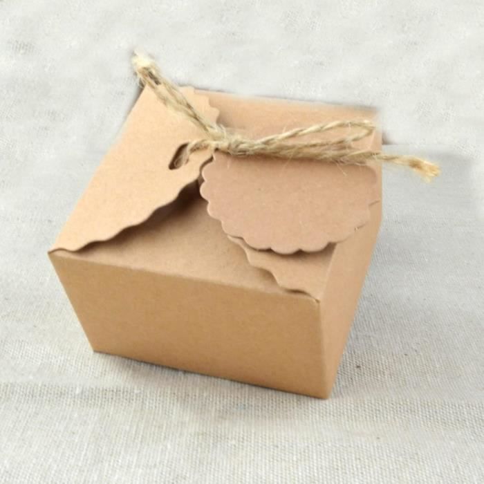 50 Pièces Boites Cadeaux Kraft, Boîte De Papier Kraft À Biscuit Bonbon ...