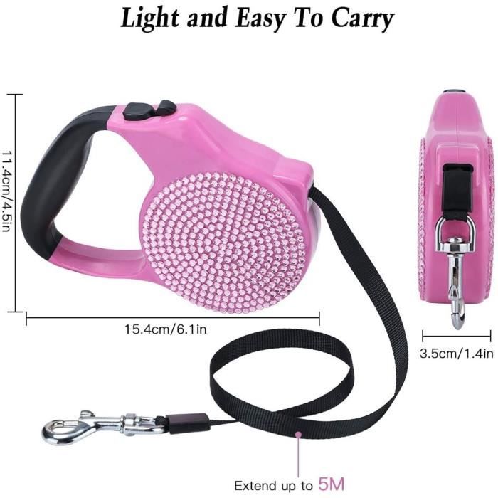 Bling Strass Laisse Rétractable Enrouleur Pour Chiens 5 Mètres, Avec ...