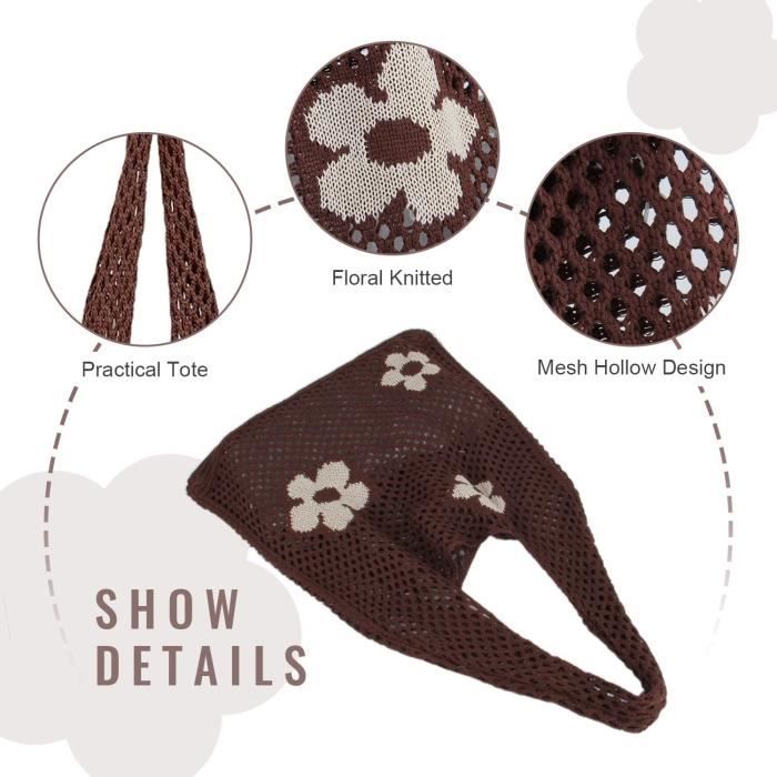 Sacs Portés Épaule Tricot Pour Femme Tricoté Fleuri Sacs Portés Main ...