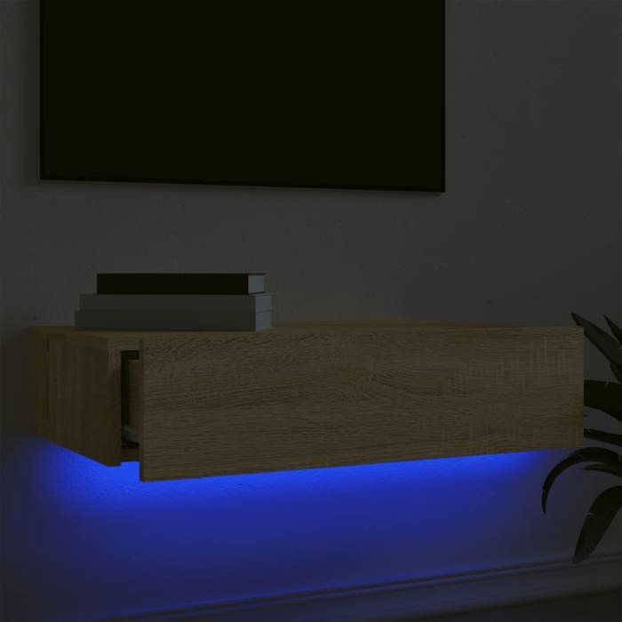 Meuble TV/Hi-Fi - mango - avec éclairage LED - chêne sonoma - 60x35x15 ...