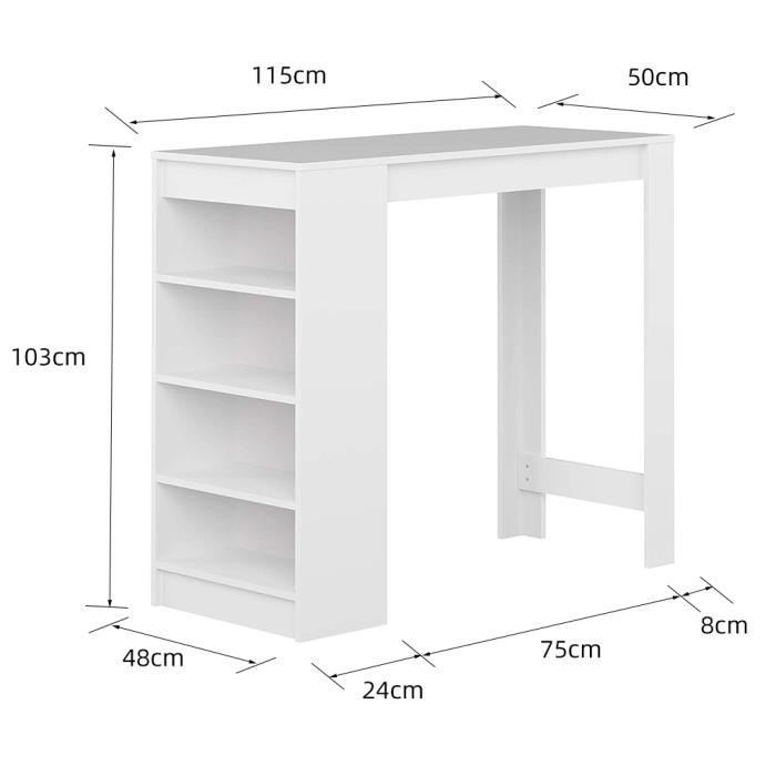 Table de Bar bistrot Table Haute de Cuisine comptoir de Bar en MDF et ...