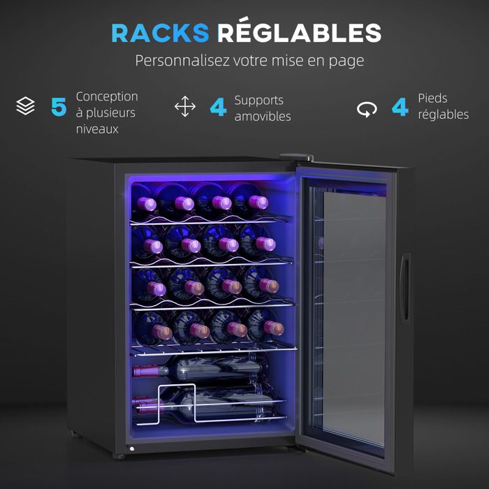 Cave à vin 20 bouteilles 53L haute performance température réglable 5 ...