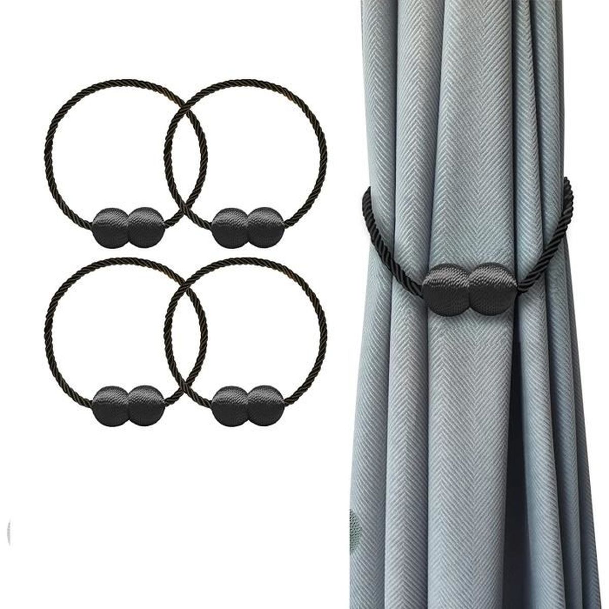 4 Pièces Attaches magnétiques pour rideaux, Embrasse pour Rideaux pour ...