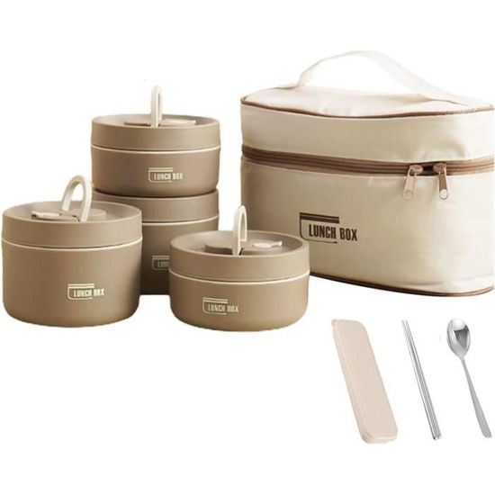 Portable Insulated Lunch Container Set, Thermal Lunch Box Bento Box Set ...