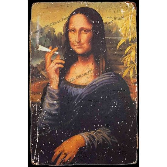 Mona Lisa Smoking Classic Funny Poster II - rétro Fer Peinture Affiche ...