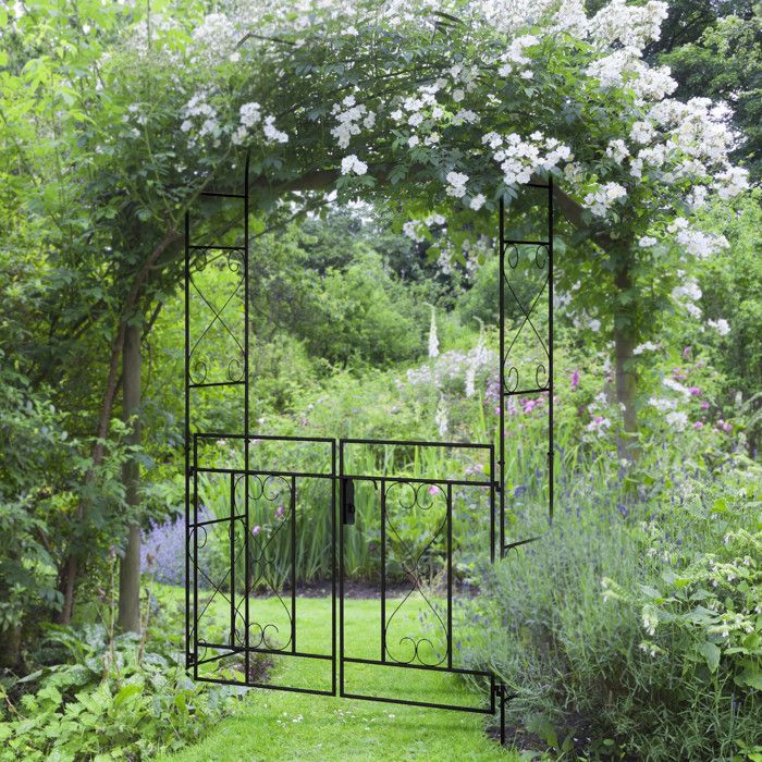Arche de Jardin avec portillon Arche à rosiers Style Fer forgé dim ...
