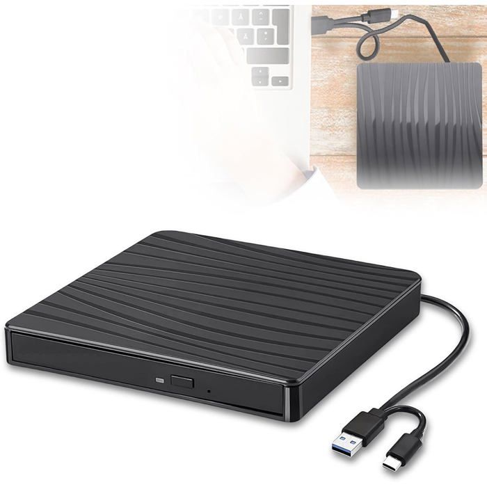 Lecteur DVD externe, USB 3.0 et Type-C - Lecteur CD/DVD +/-RW portable ...