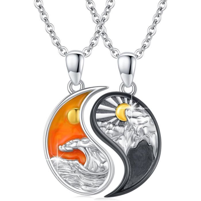 Yin Yang Collier En Argent Sterling 925 Taichi Couple Bff Chaîne ...