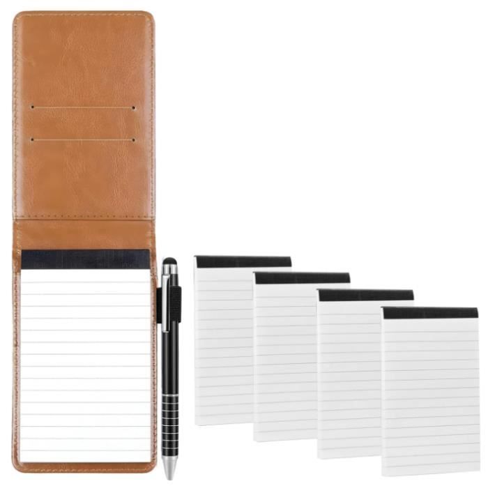 Bloc Note A7 - Br - Mini Carnet de Poche - Cuir PU - Stylo Inclus - 4 ...