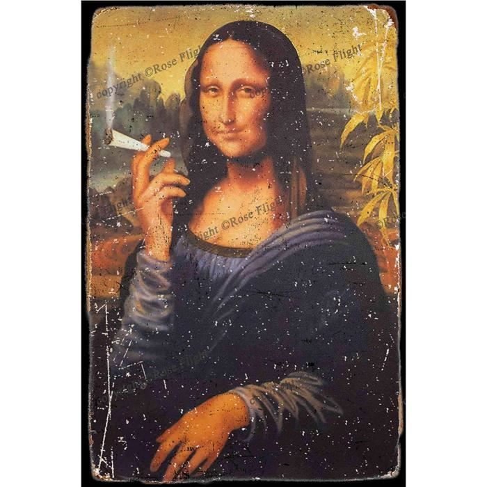 Mona Lisa Smoking Classic Funny Poster II - rétro Fer Peinture Affiche ...