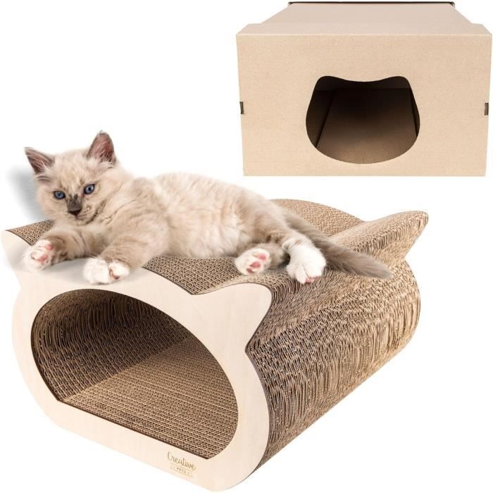 Griffoir pour Chat - CREATIVE PETS - 37x36x23 cm - Maison en Carton ...