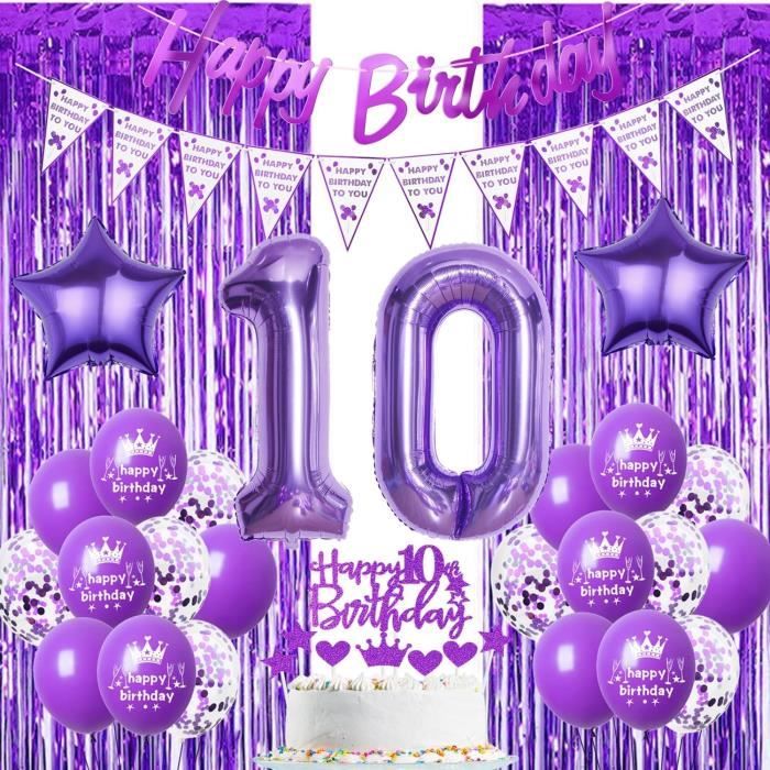 Violet 10 Ans Décorations Anniversaire,Ballon Violet 10 Ans ...