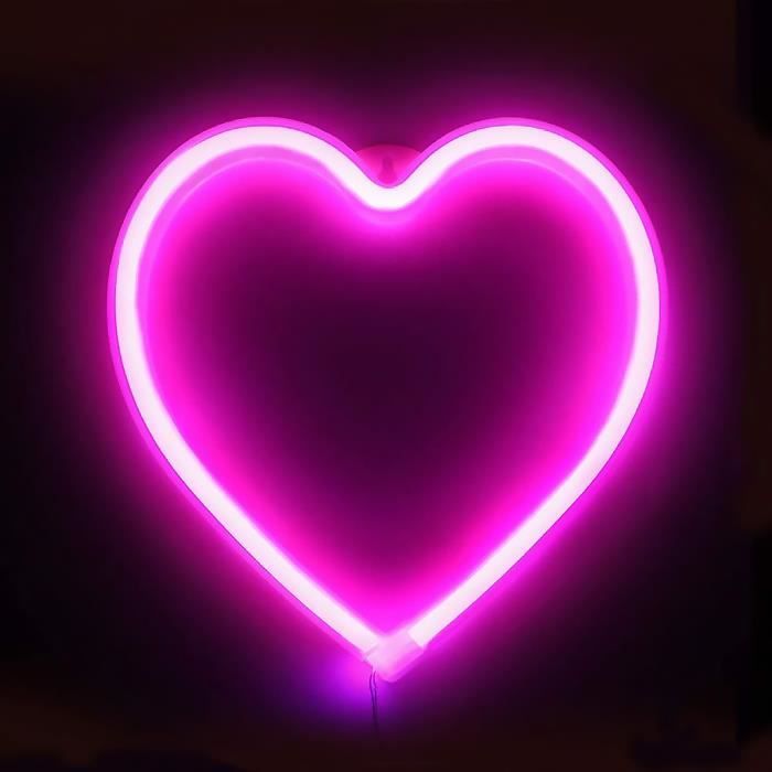 Coeur néon LED rose néon signe applique murale coeur néons lumières ...