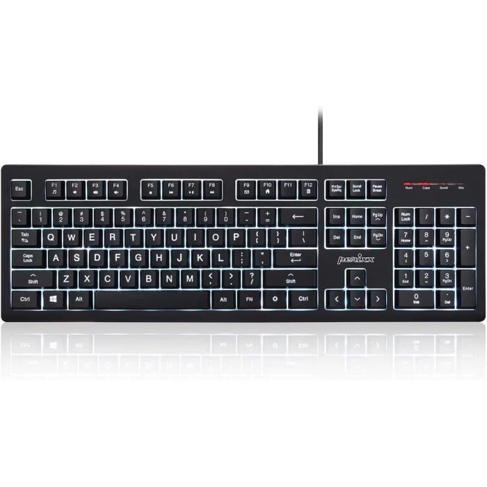 Perixx PERIBOARD-329 Clavier filaire retroeclaire USB avec LED 7 ...
