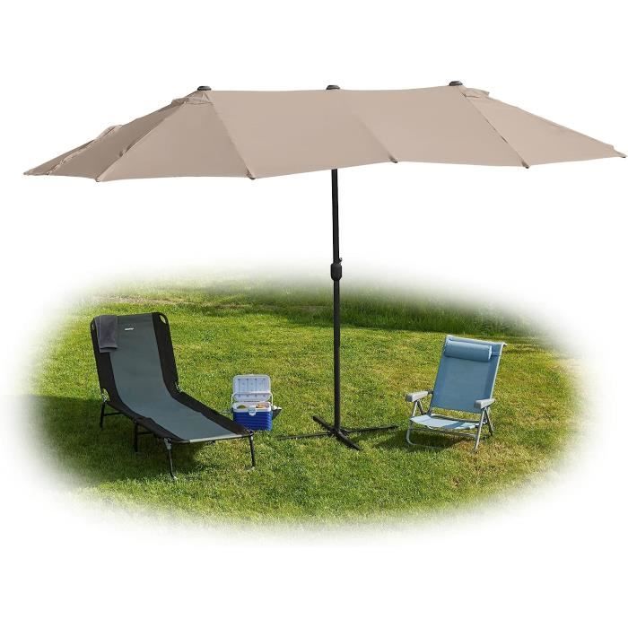Relaxdays Parasol Double de Jardin, 460 x 270 cm, Grand Parasol avec ...