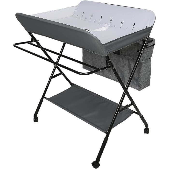 Table à Langer à Roulettes Pliable et Portable pour Nouveau-Nés et ...