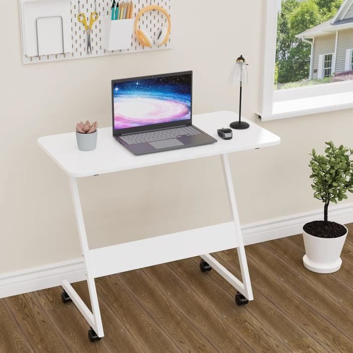 Rcynview Bureau eois avec roulettes, Table d'appoint en Forme de Z ...
