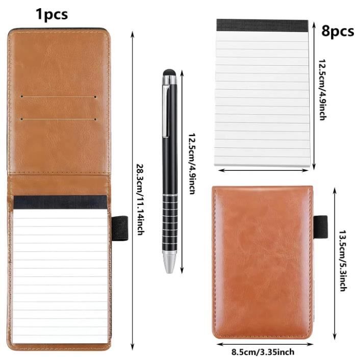 Bloc Note A7 - Br - Mini Carnet de Poche - Cuir PU - Stylo Inclus - 4 ...