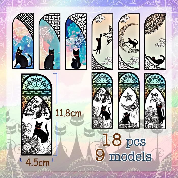 18PCS Marque-pages Chat Mignon Signets Animal Marque-page Lune Étoile ...
