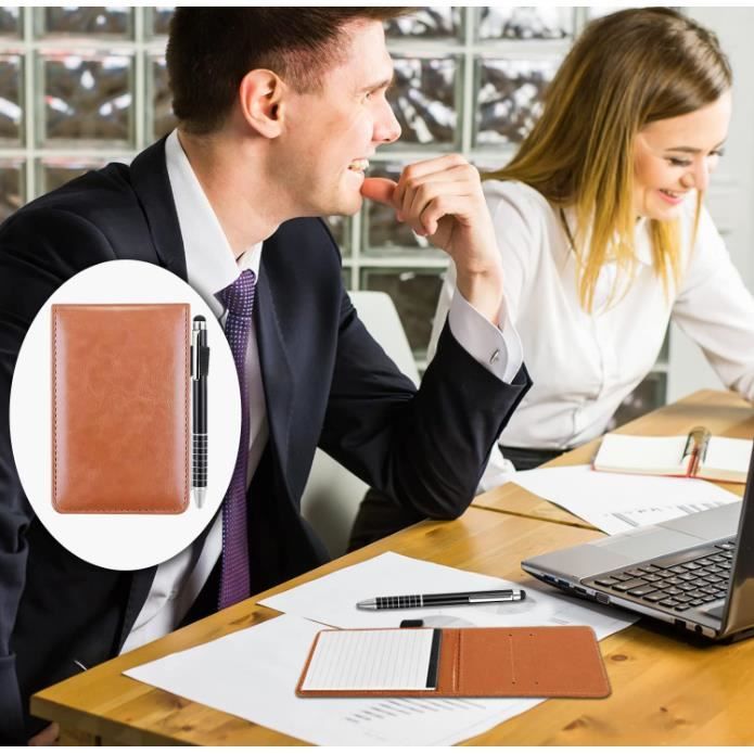 Bloc Note A7 - Br - Mini Carnet de Poche - Cuir PU - Stylo Inclus - 4 ...