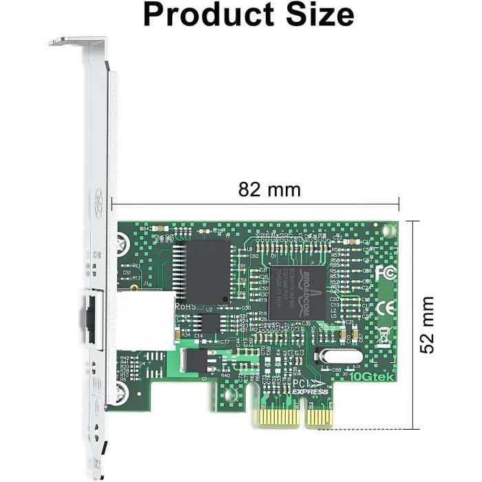 ® Carte Réseau Desktop Gigabit Pcie - Broadcom Bcm5751 Chip, Single Rj45 Port, 1Gbit Pci Express ...