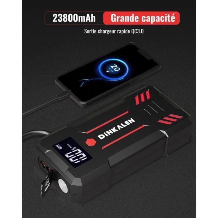 Booster batterie auto Booster 23800mAh 3000A, Démarreur auto essence ...