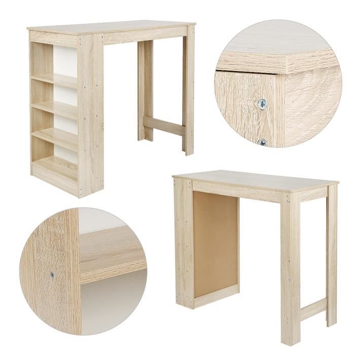 Table de Bar Chêne , Table de comptoir Ensemble de Meuble Industriel de ...