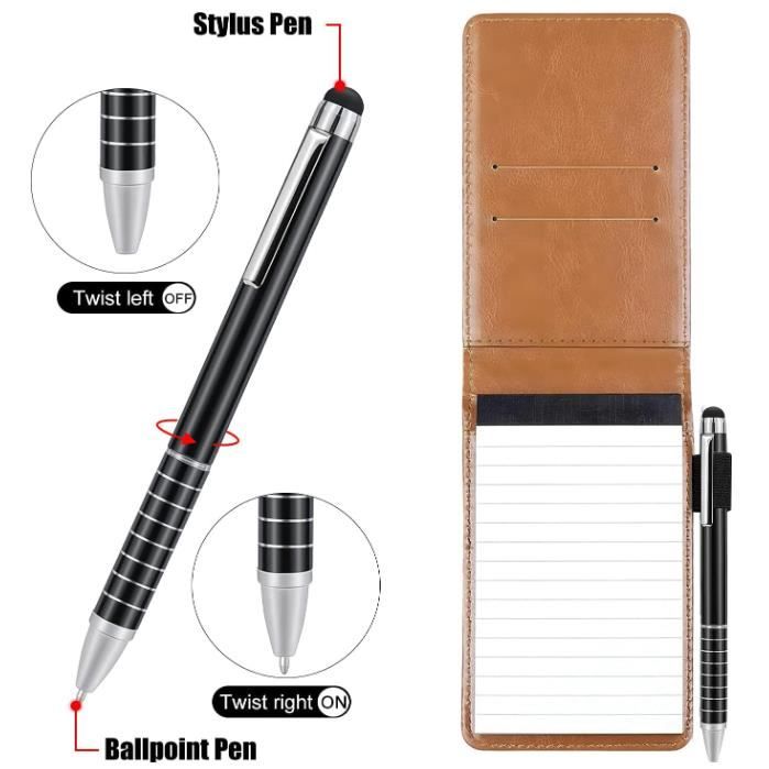 Bloc Note A7 - Br - Mini Carnet de Poche - Cuir PU - Stylo Inclus - 4 ...