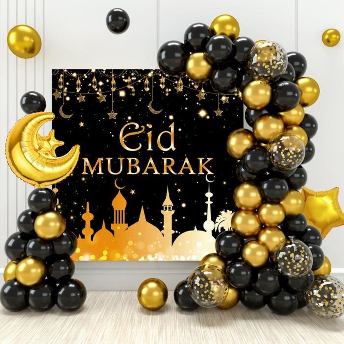 Eid Mubarak Ramadan Décoration Ballons Set, 70 Pièces Ballons en Or ...