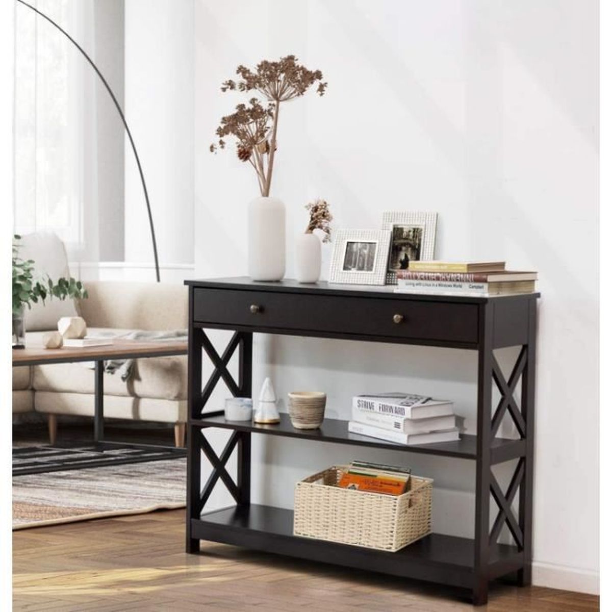 GIANTEX Console Meuble Entrée avec Tiroir+3 Étages,Table d’Appoint ...