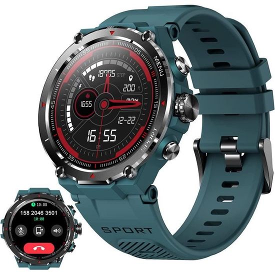 Montre Connectée Homme Militaire avec Appel Bluetooth 1,32'' HD ...