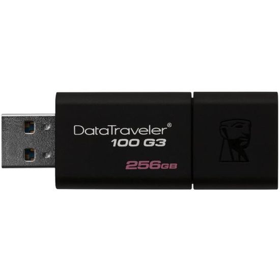 Clé Usb Kingston Datatraveler 100 G3 256 Go Usb 3 0 Type A Noir