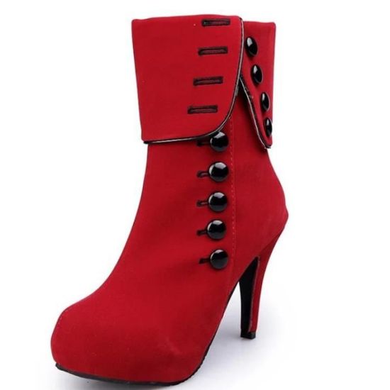 Bottines à bout pointu et talon aiguille pour femmes - Rouge Rouge ...
