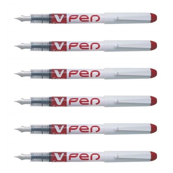 Stylos Plume Jetable Effaçable V-Pen PILOT Rouge Moyenne - Lot de 6 ...