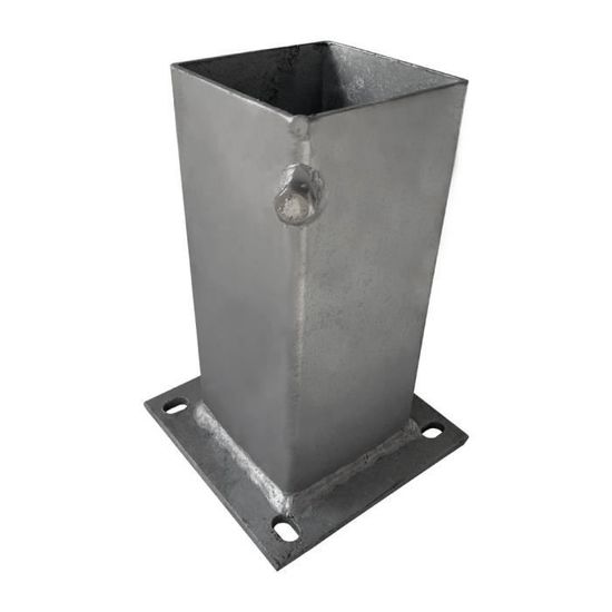 Fourreau à platine pied de poteau acier galvanisé 90 x 90 mm (pour ...