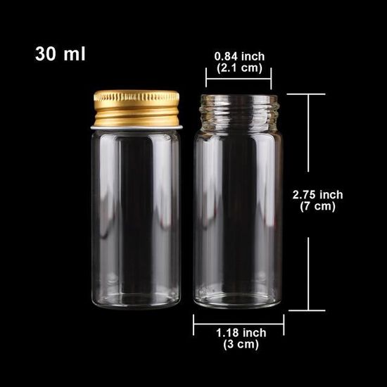 POT A EPICES,30ml--Bouteilles en verre avec bouchons en aluminium doré, pot à épices pour ...