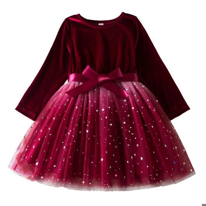 Robes Enfant Fille Ceremonie 2-7Ans Noel Hiver Robe Princesse Fille ...
