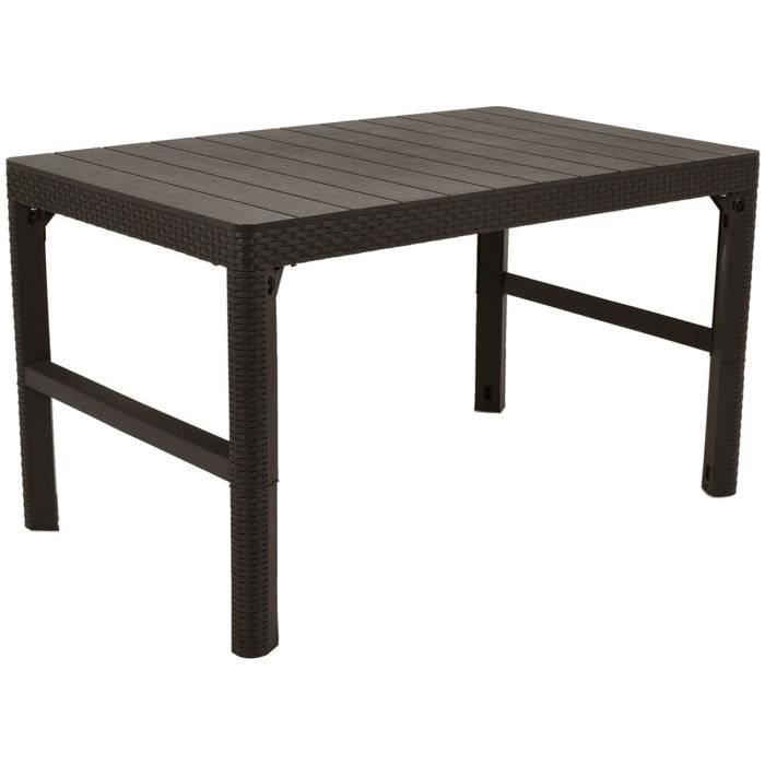 Table de jardin 2 en 1 Lyon Rattan marron Keter Allibert - Cdiscount Jardin