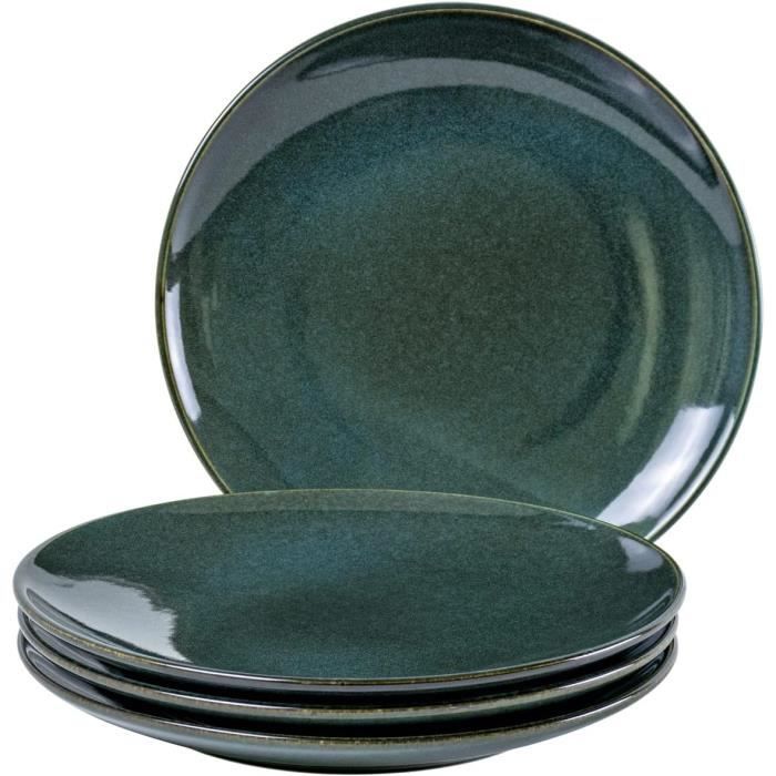 Assiette Porcelaine, Service de Table en Grès Glaçure de 4 Pièces pour ...