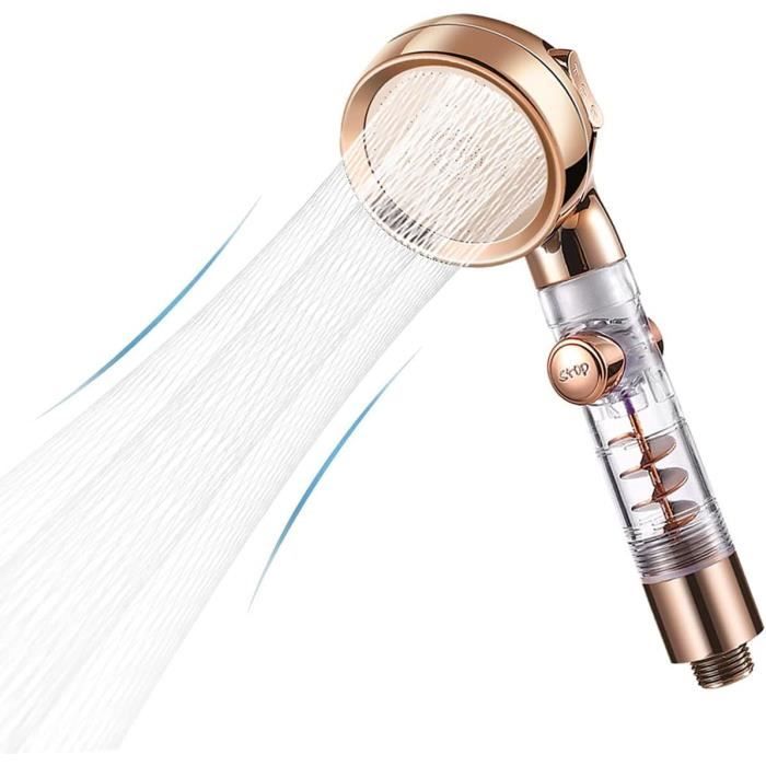 Pommeau de douche turbo, hélice de puissance, 3 modes, tête de douche hydro avec ventilateur ...
