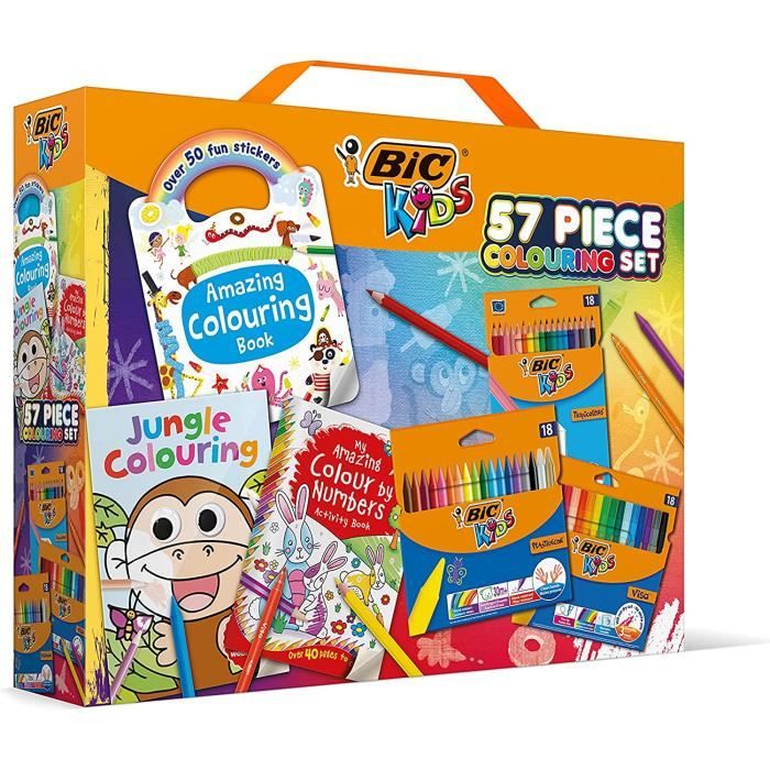 BIC Kids Kit d'Activité Feutres-Crayons de Couleur-Craies de Coloriage ...