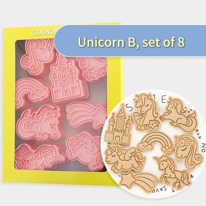 (Unicorn Suit B)Moules à biscuits dessin animé, 8 pièces, coupe ...