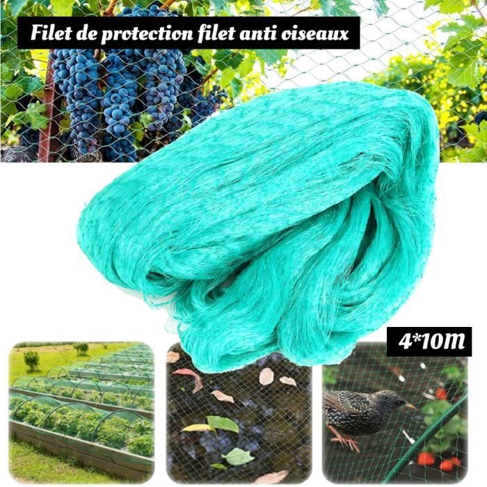 Filet de Protection anti-oiseaux - JIN45 - 4 x 10m - Vert - Durable - Facile à installer ...