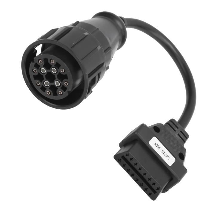 Cuque adaptateur de diagnostic OBD2 Adaptateur OBD2 12Pin MAN à 16Pin Remplacement de câble d ...