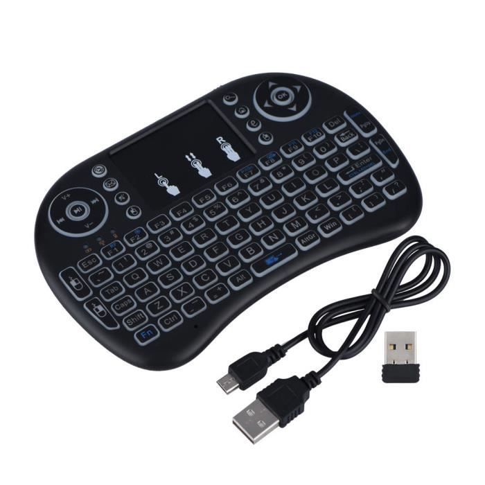 Fdit clavier LED Mini clavier sans fil 2,4 GHz Air Mouse Pavé tactile ...