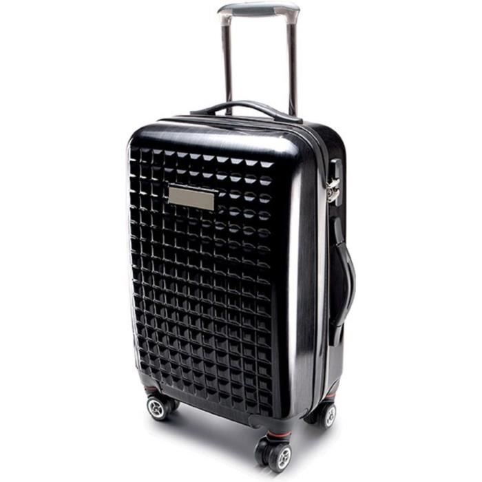 Valise cabine rigide trolley 4 roues doubles - 39 litres - KI0807 - noir