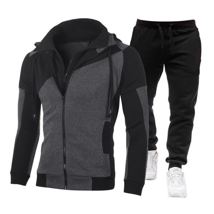 Ensemble de Jogging Homme 2 Pièces Survêtement pour Hommes Veste Sweat à Capuche et Pantalon de ...